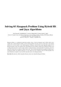 Solving 0/1 Knapsack Problem Using Hybrid HS and Jaya Algorithms - UMPSA-IR